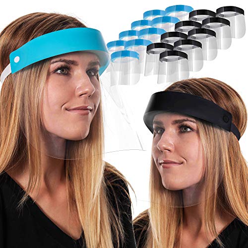 Salon World Safety Face Shields (100-Black & 100 Blue) - Ultra Clear ...