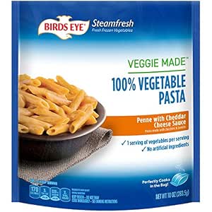 Birds Eye Steamfresh Veggie Made 100% Vegetable Pasta, Penne with Cheddar Cheese Sauce, 10 Ounce ...