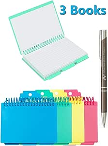 Amazon.com : 3-Pack Index Card Notebook With Tabs, Includes 60 Ruled 3 ...