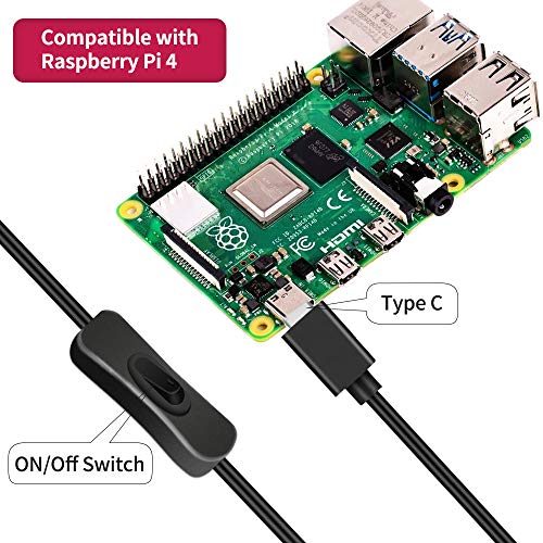 GeeekPi Raspberry Pi 4 Power Supply with ON/Off Switch, 5V 3A USB-C ...