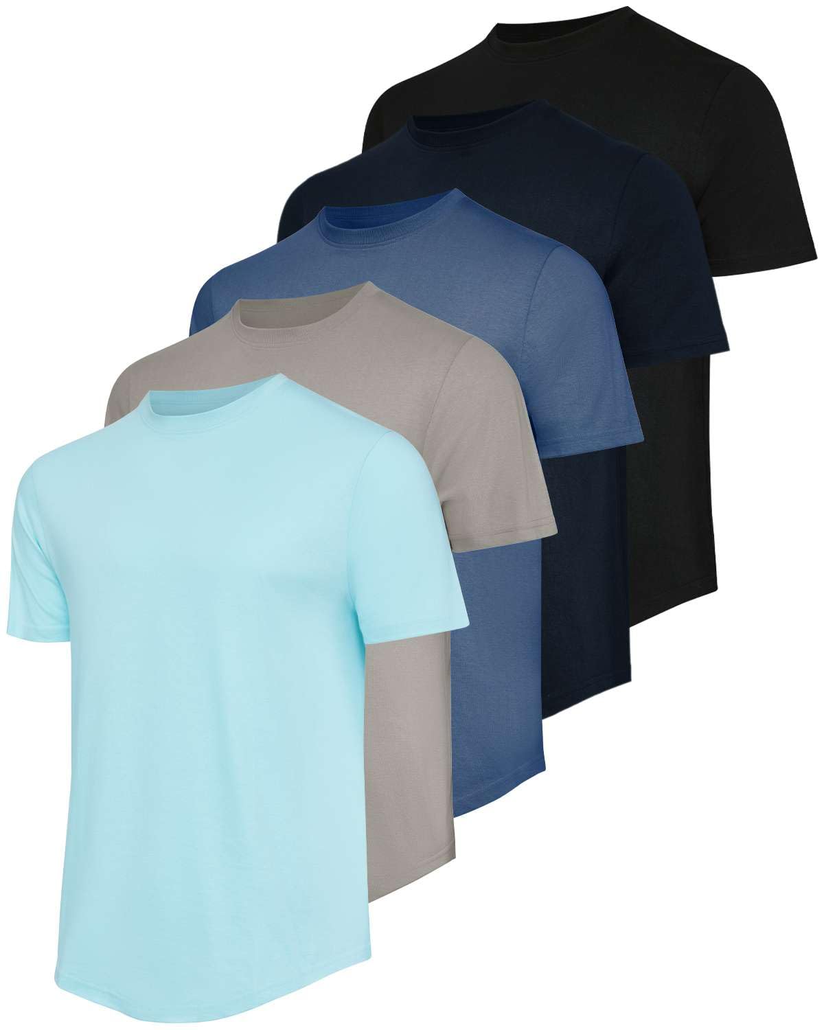 Real Essentials 5 Pack: Men’s 100% Cotton Hipster Curved Hem Droptail ...