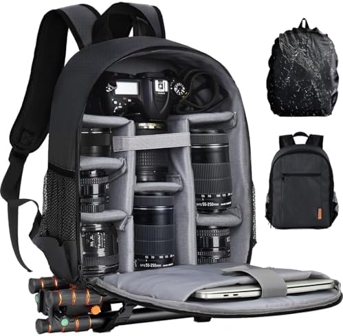 Camera Backpack Bag - Professional DSLR Camera Bag with Waterproof Rain ...