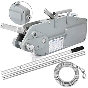 BestEquip Wire Rope Puller 3.2T/7055lbs Capacity Hand Winch Rope 20m ...