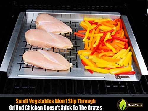 Cave Tools BBQ Grill Pan Mat - Stainless Steel Grilling Tray Grid for ...
