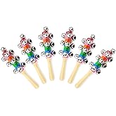 Amazon.com: 4 Pcs Vivid Color Rainbow Handle Wooden Bells Jingle Stick ...