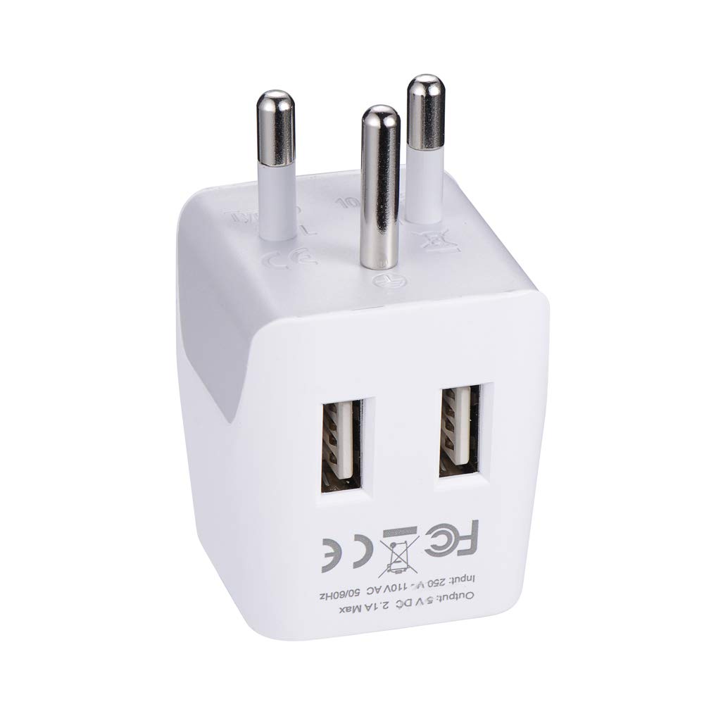 Ceptics India, Nepal, Bangladesh Travel Adapter Plug with Dual USB ...