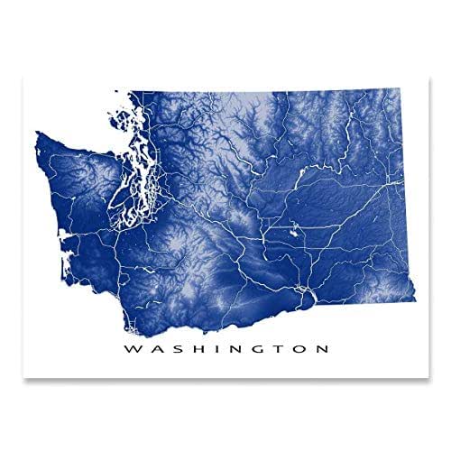 Amazon.com: Washington Map Print, WA State Wall Art Poster, USA: Handmade