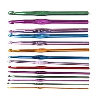 Amazon.com: Aluminum Crochet Hook Set (14pcs 2.0mm-10.0mm)