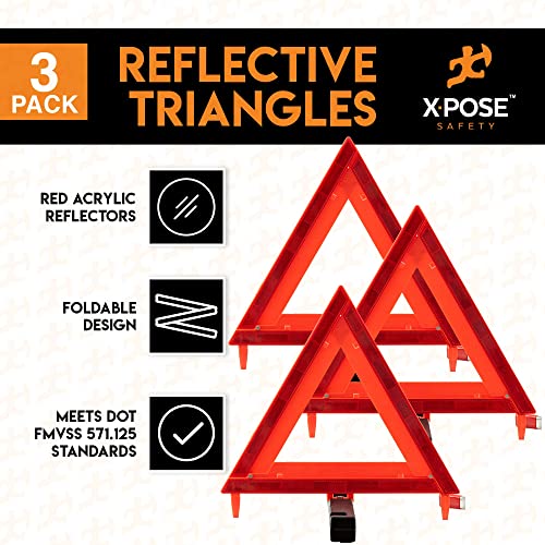 Xpose Safety Reflective Emergency Triangles 3 Pack - Roadside Car ...
