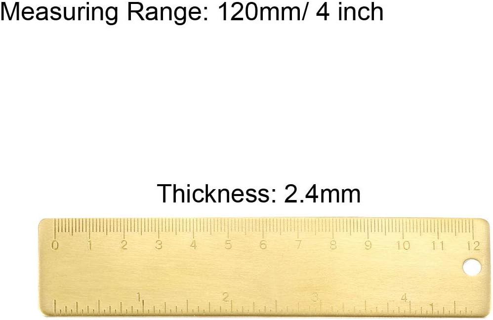 sourcing map Straight Ruler 120mm 4 Inch Metric Thicker Brass Rulers ...