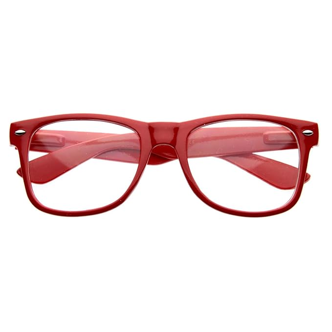 Buy zeroUV - Standard Retro Clear Lens Nerd Geek Assorted Color Horn ...