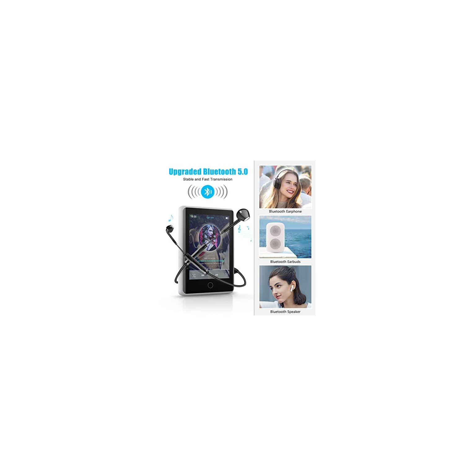 MP3 Player 32GB with BT 5.0 Supports TF up to 128GB,Timoom M6 MP3 HIFI ...