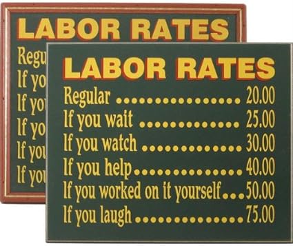 Amazon.com : Handcrafted Wooden Sign - Labor Rates : Decorative Signs ...