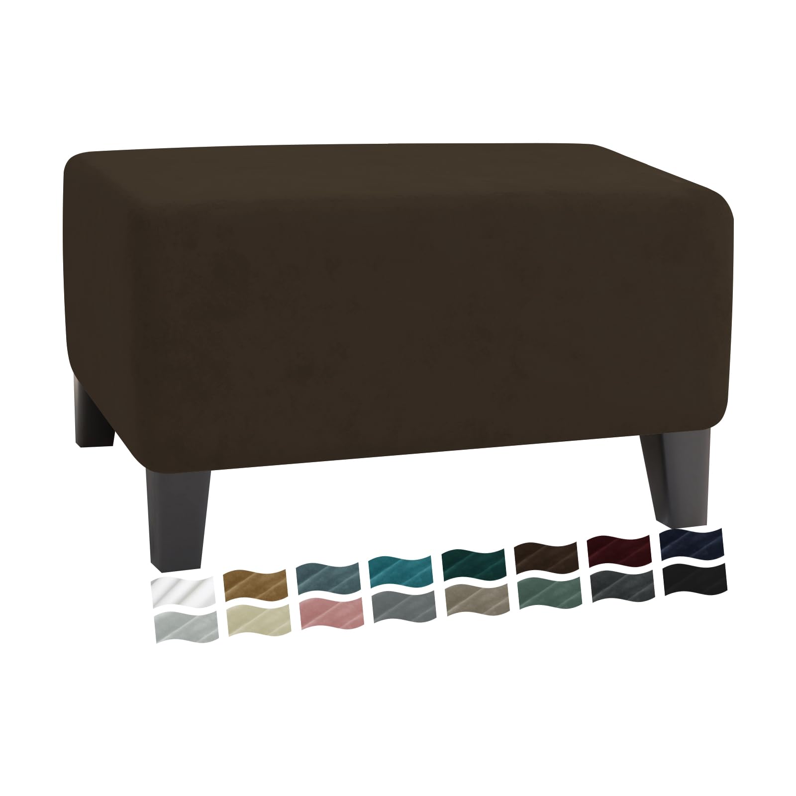 MAXIJIN Velvet Ottoman Slipcover Small Stretch Square Rectangle ...