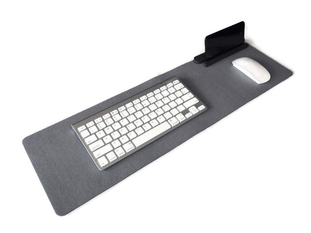 Long keyboard and mouse mat organizer with iphone and ipad stand in ...