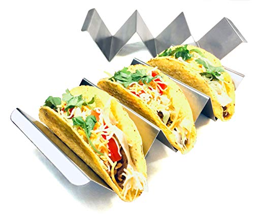 2 Pack Jumbo Stainless Steel Taco Holders - Racks with Handles ...