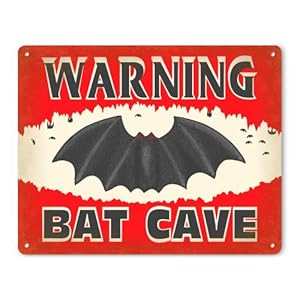 Amazon.com: Retro Bat Cave Warning Metal Door Sign / Wall Plaque: Home ...