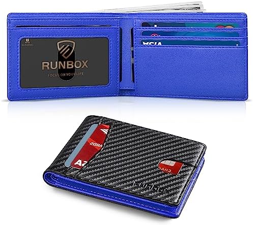 RUNBOX Wallet for Men Slim Credit Card Holder Leather RFID Blocking ...