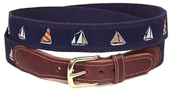 Preston Leather Nautical Sailboats Belt Blue at Amazon Men’s Clothing ...