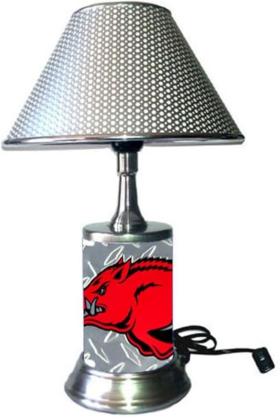 Amazon.com : JS Table Lamp with Shade, Arkansas Razorbacks Plate Rolled ...