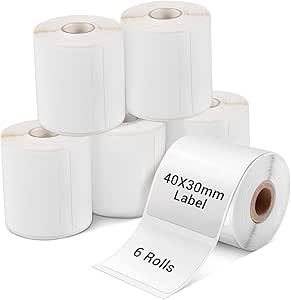Amazon.com : Phomemo 1.57"x1.18"(40x30mm) Label, 6 Rolls M110/M110S/M120/M200/M220 Thermal Paper ...
