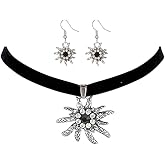 Amazon.com: Alpenflüstern Velvet Choker Rhinestone Edelweiss with Pearl ...