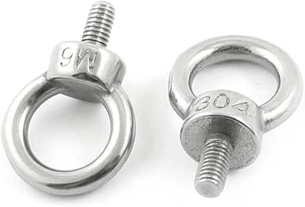 Amazon.com: uxcell Stainless Steel Wire Rope Eye Bolt with 6mm Thread ...