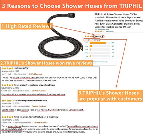 TRIPHIL Kink-free Shower Hoses 59" for Handheld Shower Head Hose ...