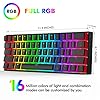 Ractous RTK61 60% Mechanical Gaming Keyboard with PBT Pudding keycap ...