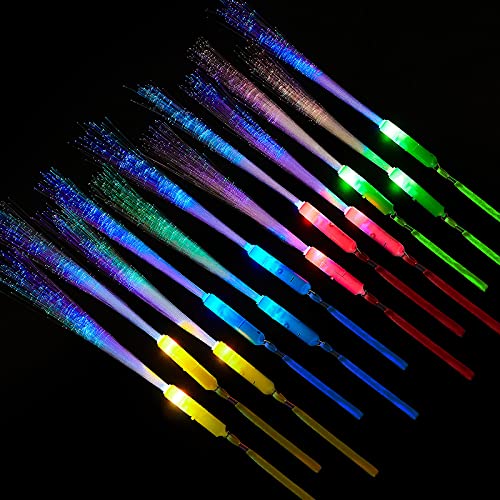 10 Pieces Fiber Optic Light Wand Stick Glow Flashing Wands Fiber Optic ...