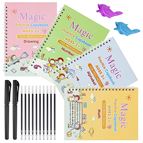 LILIONGTH Magic Practice Copybook for Kids, 4 Packs Magic Practice ...