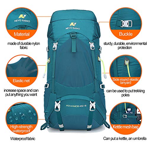 N NEVO RHINO Hiking Backpack, 40L/50L/60L/70L/80L Waterproof Camping ...