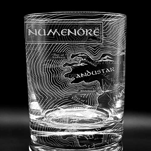 MAP OF NUMENORE Engraved Whiskey Rocks Glass | Inspired by Lord of the ...