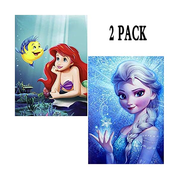 2 Pack 5D Diamond Painting Frozen Elsa & Ariel Princess Full Drill by ...
