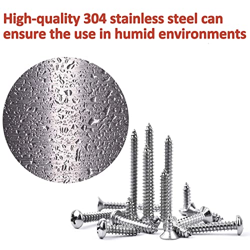 Self Tapping Screw Assortment Stainless Screws Self Drilling, 600pcs M3/M4/M5/M6 304 Sheet Metal ...