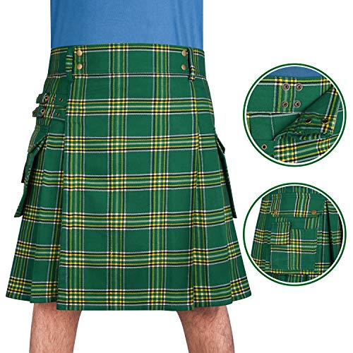 DSS KILTS- Men's Heavy Tartan Utility Kilt (Irish Green Tartan, 40" at Belly Button) | Pricepulse