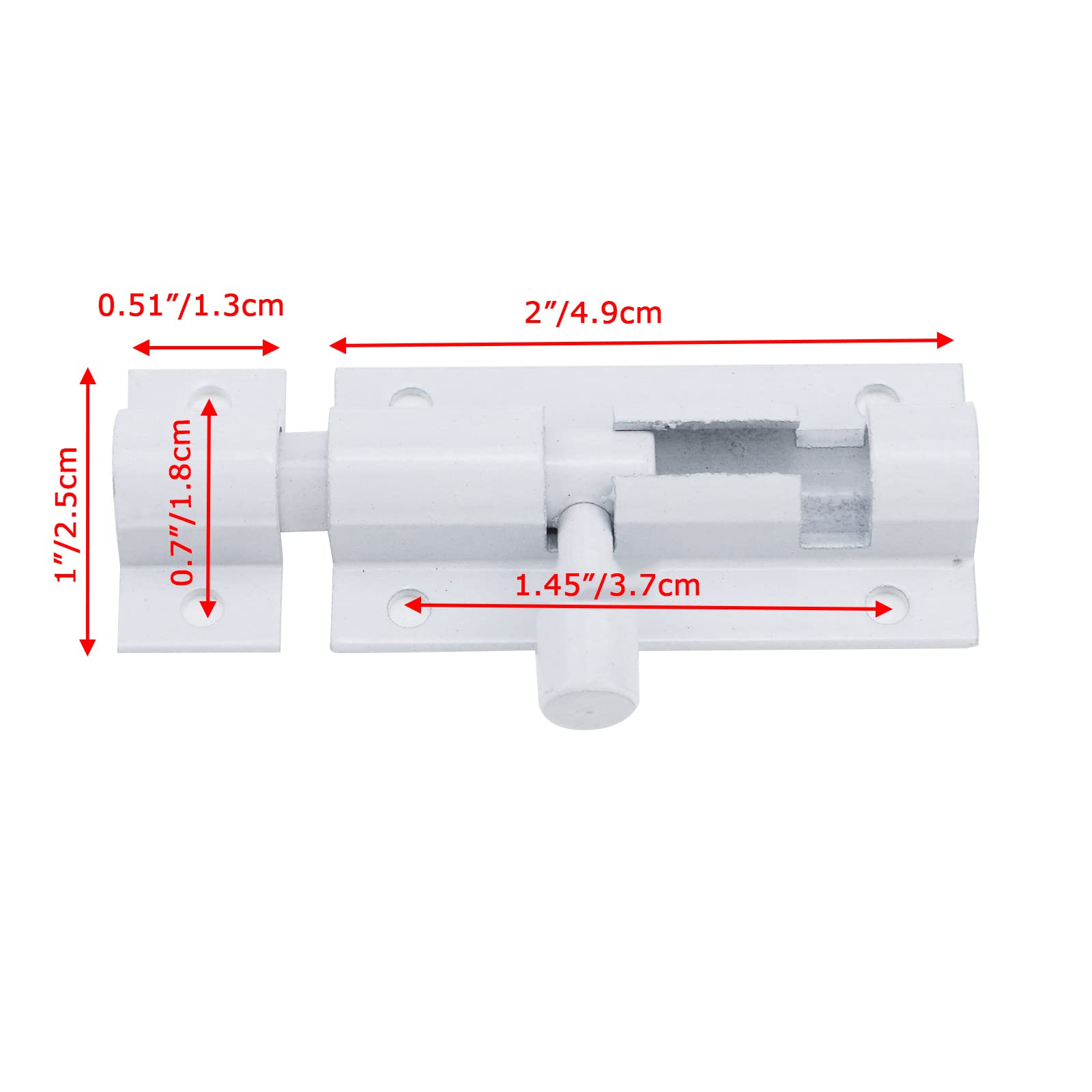 Bitray 2-inch Slide Bolt Latch White Slide Locks For Inside Door Barrel ...