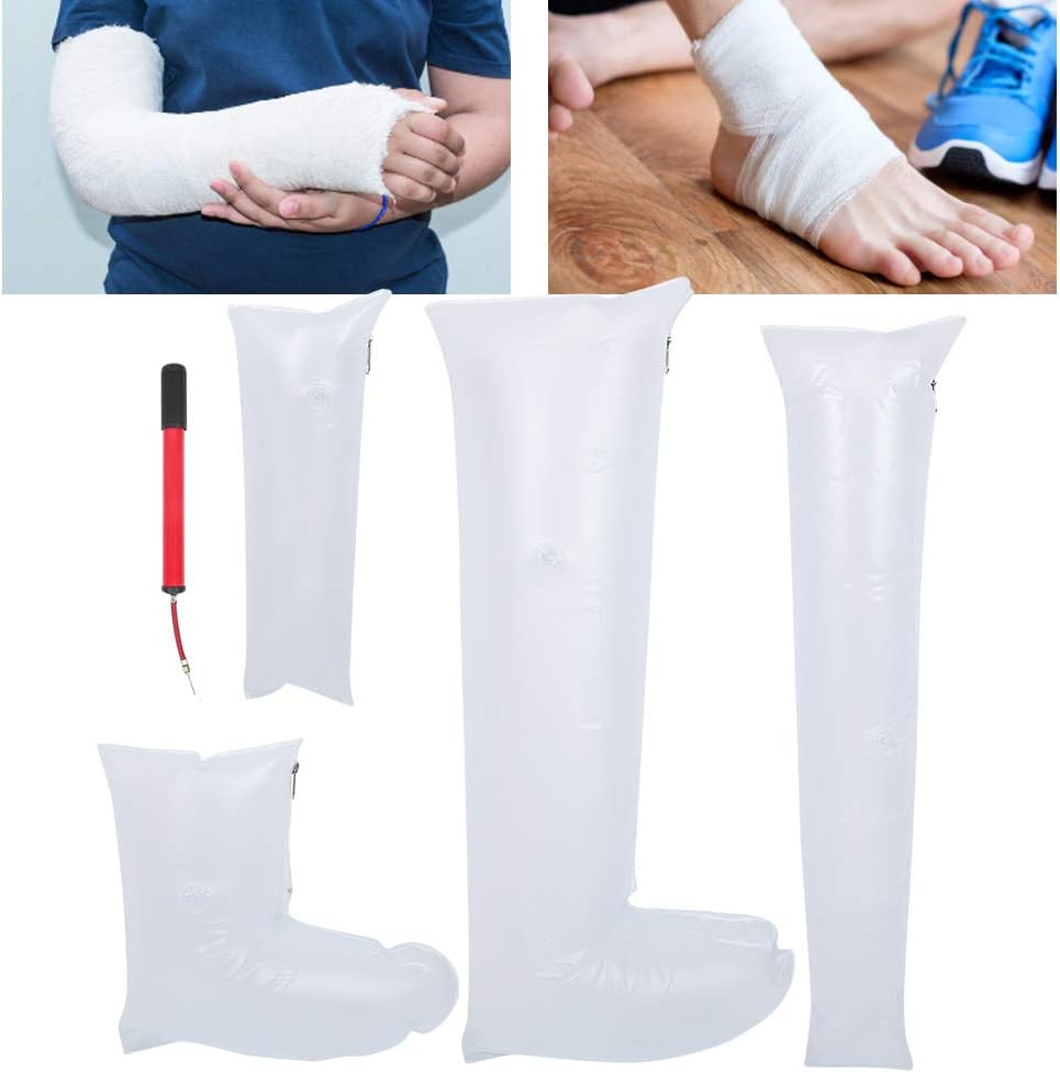 Inflatable Ankle Leg Arm Fracture Splint Set, Clear PVC Knee ...