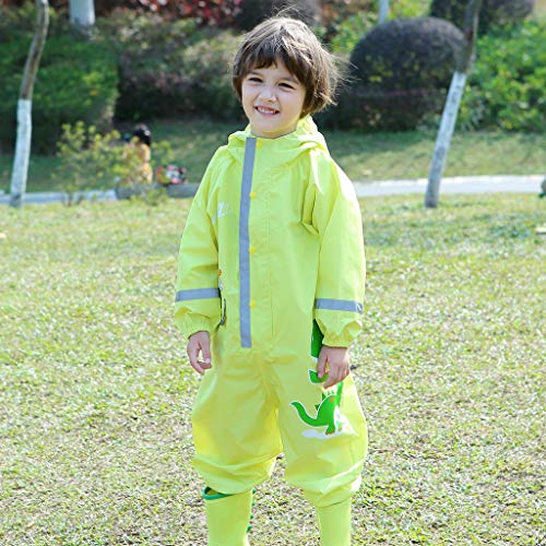 Toddler Rain Suit Baby Rain Suit with Hood Waterproof Coverall One Piece Rain Suit Kids (3-10 ...