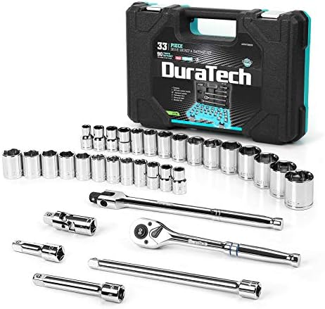 DURATECH 1/2 Drive Socket Set, 33-piece, Including Metric/SAE Sockets ...