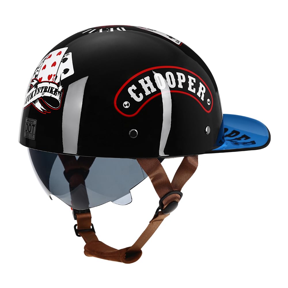 Woljay Vintage Retro Open Face Motorcycle Helmet Baseball Cap Half ...