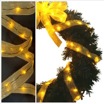 Amazon.com: Cosmo Lighting 9ft Decorative Gold LED Ribbon Lights, 54 ...