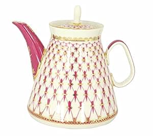 Amazon.com | Lomonosov Porcelain Teapot Red Net 17 oz/500 ml 2 cups ...
