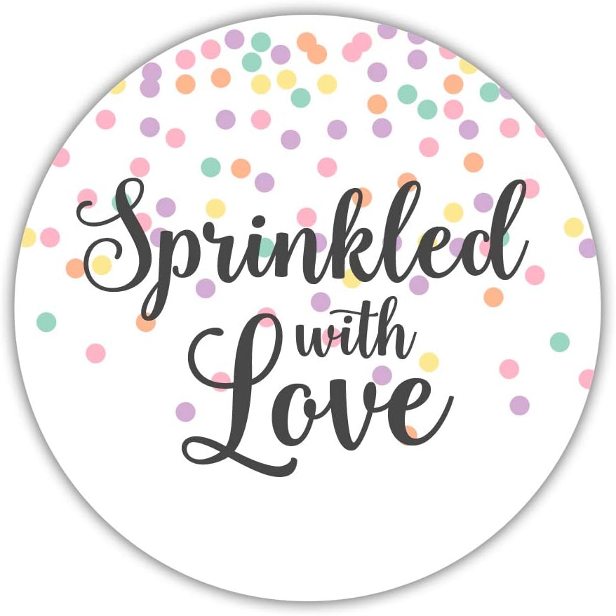 Amazon.com: 40 Sprinkled with Love Stickers, 2 inches - Baby Sprinkle ...