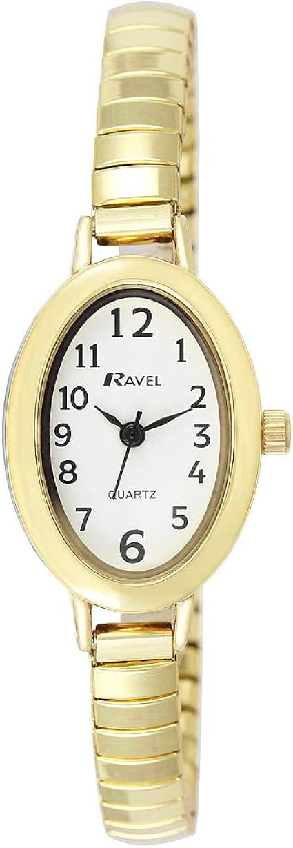 Ravel Women's Petit Oval Watch on Stainless Steel Expandable Bracelet ...