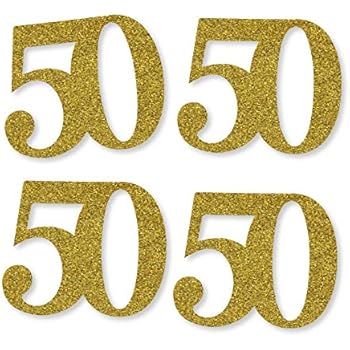 Amazon.com: Gold Glitter 50 - No-Mess Real Gold Glitter Cut-Out Numbers ...