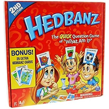 Amazon.com: HedBanz Game - 2nd Edition - Bonus 25 Extra Hedbanz Cards ...
