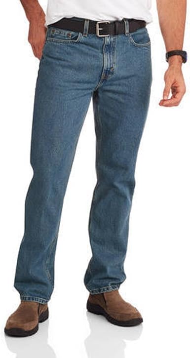 Faded Glory Men's Premium Denim Regular Fit Straight Leg Blue Jeans ...