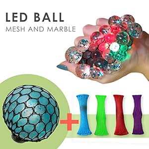Amazon.com: Led Anti Stress Ball with Mesh Marble Fidget - Squishy ...