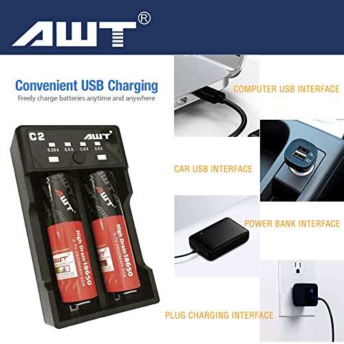 AWT 18650 Battery Charger Universal Smart 18650 Charger for 3.7V ...